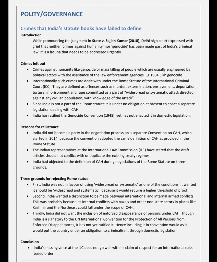 UPSC CAPF Paper-II Essay, Currrent Affairs-2020 (Part-1)