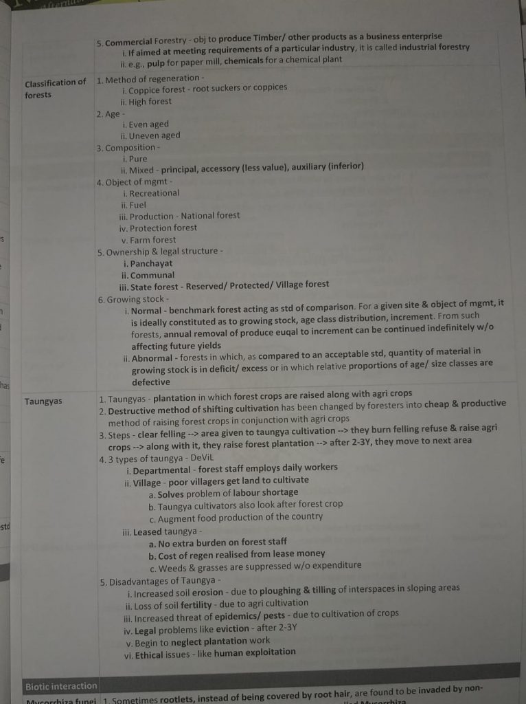 Forestry Notes by Vishal Khatri (IFOS AIR- 5) – 2019