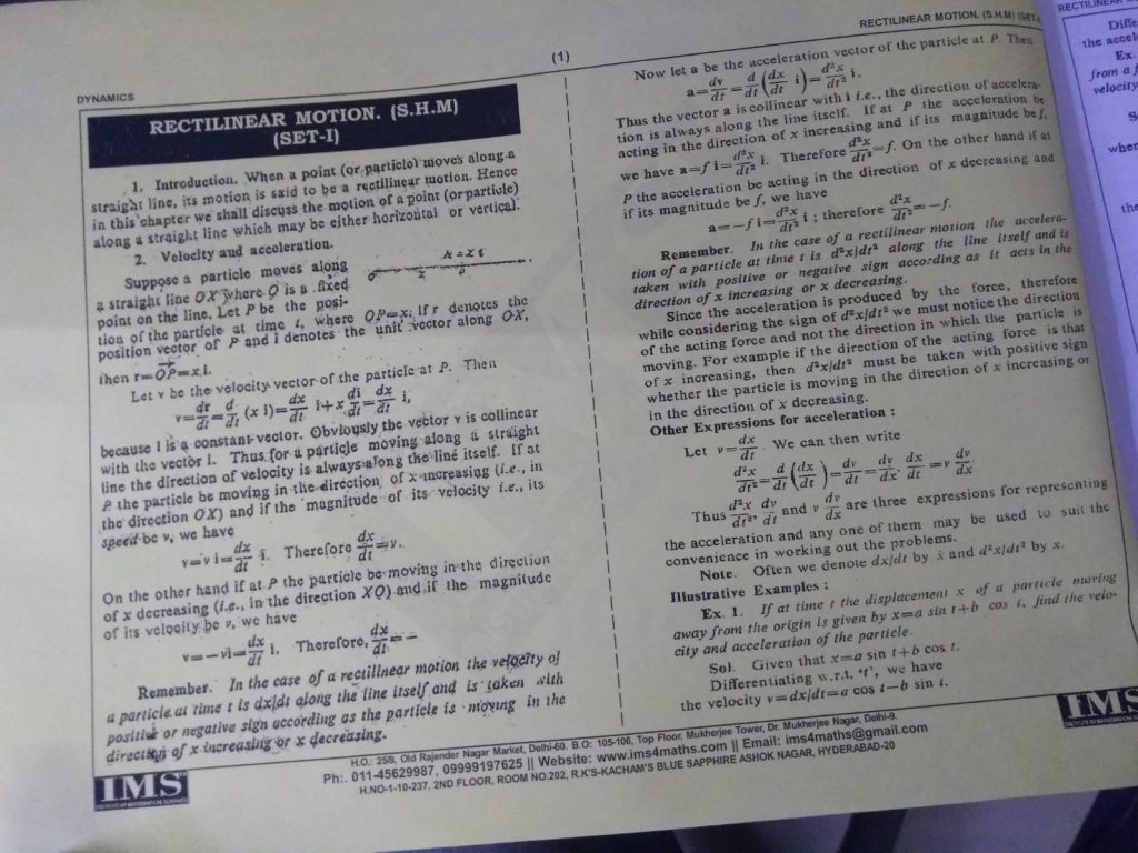 IMS Mathematics Optional Class Notes- 2022