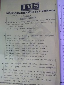 IMS Mathematics Optional Class Notes- 2022