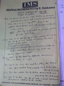 IMS Mathematics Optional Class Notes- 2022