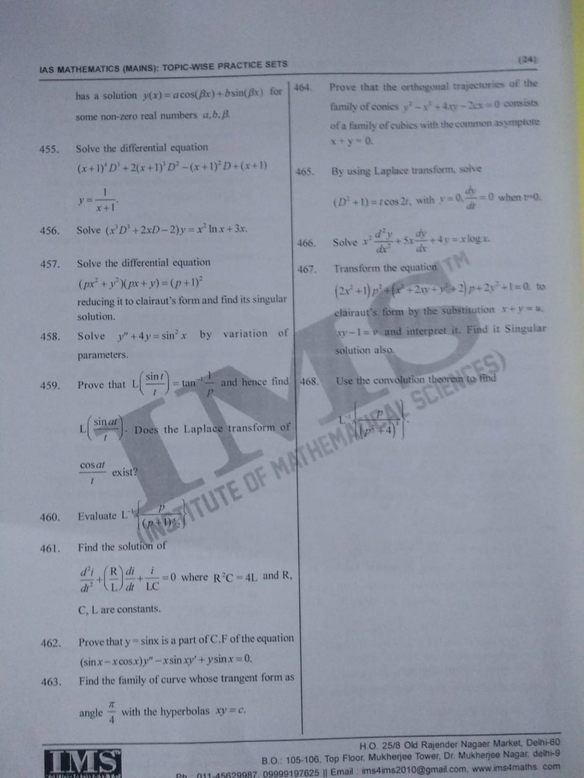 IMS Mathematics Optional Class Notes- 2022