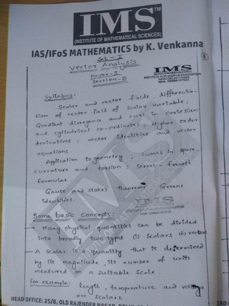 IMS Mathematics Optional Class Notes- 2022