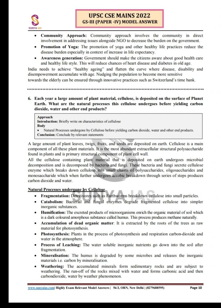 Sunya IAS UPSC (GS Paper- III) Questions With Model Answer Mains- 2022