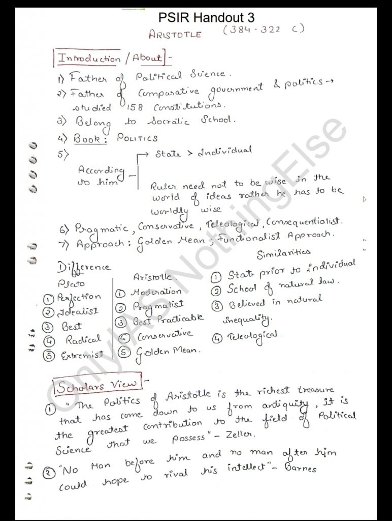 ONLY IAS (Political Science & IR) (Paper 1 Section-A) Handwritten Class ...