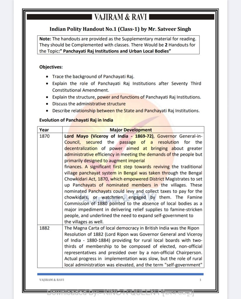 Vajiram & Ravi Polity Handouts- 2024 by Satvik Bhan ,Iqbal Singh ...