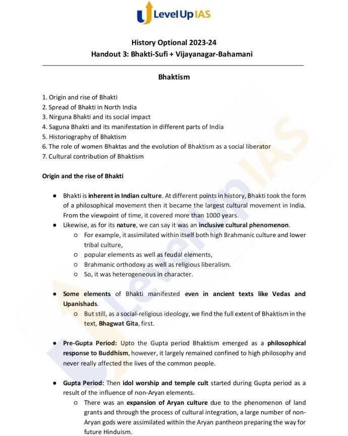 Level Up IAS History Optional Study Material