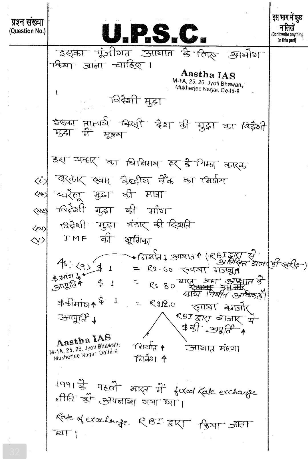 Aastha IAS BPSC (Economy)Hindi Prelims Handwritten Notes