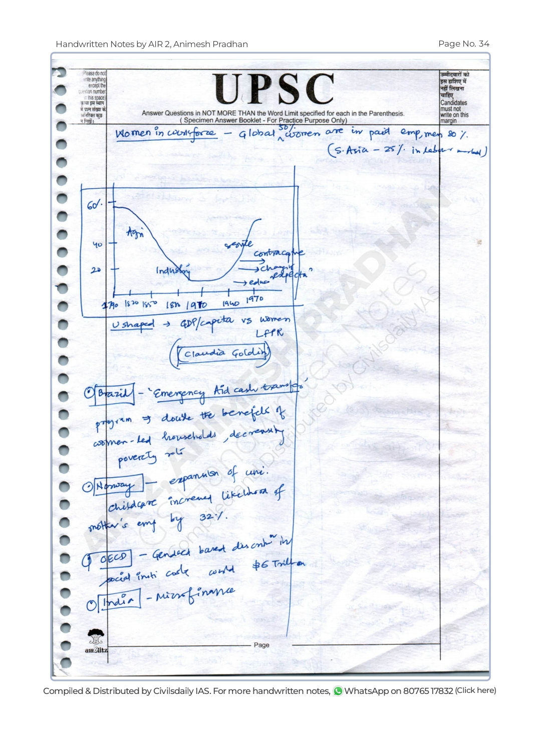 Topper (Animesh Pradhan AIR-2) Economy Handwritten Notes CSE- 2023 by ...