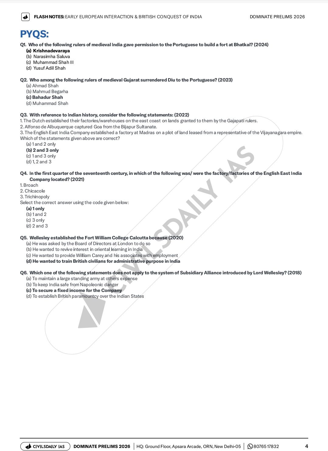 Civilsdaily IAS FLASH Notes(Early European Interaction & British ...