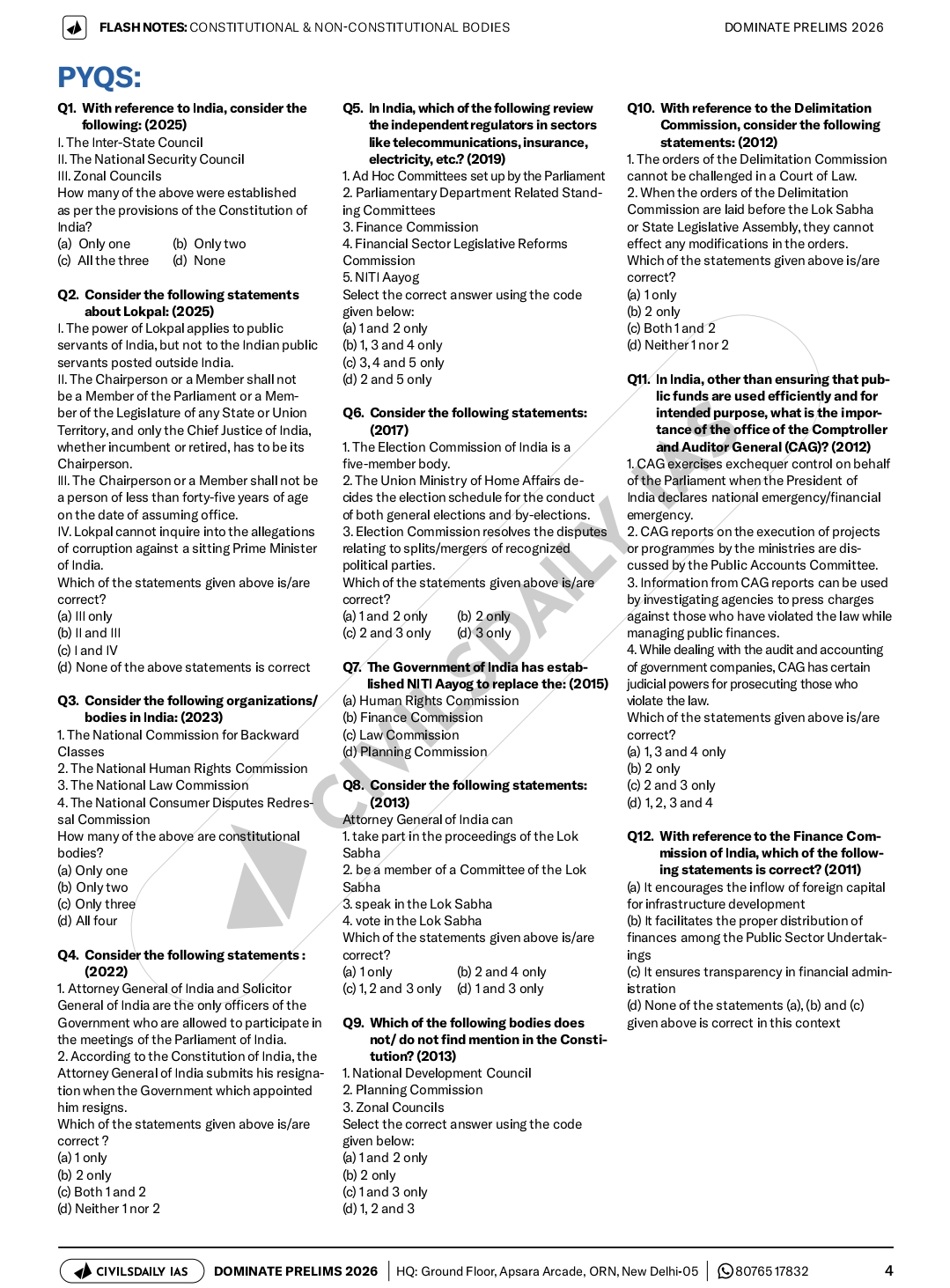 Civilsdaily IAS FLASH Notes(Constitutional & Non-Constitutional Bodies ...