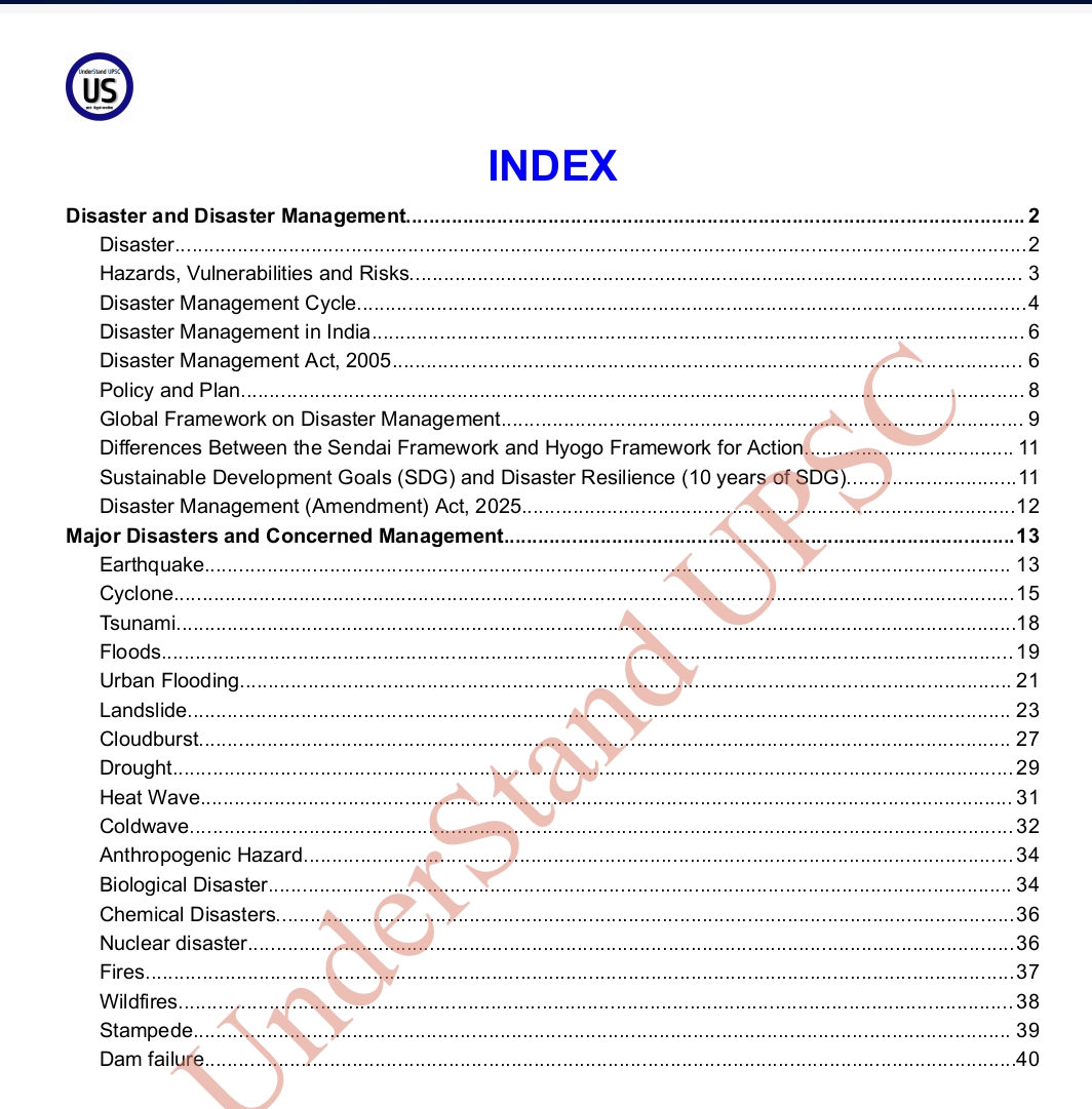 UnderStand UPSC Conquer Mains (Disaster Management)