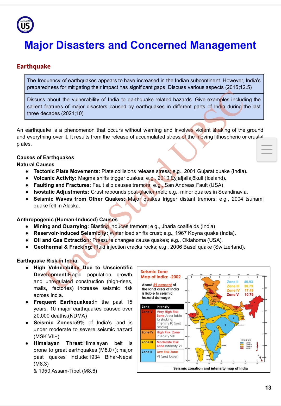 UnderStand UPSC Conquer Mains (Disaster Management)