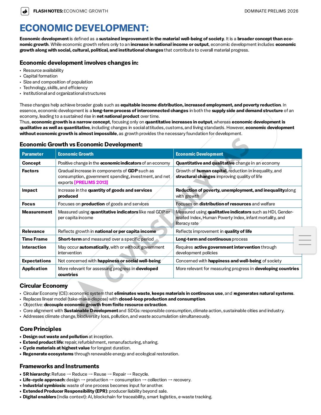 Civilsdaily IAS FLASH Notes(Economic Growth) Prelims- 2026